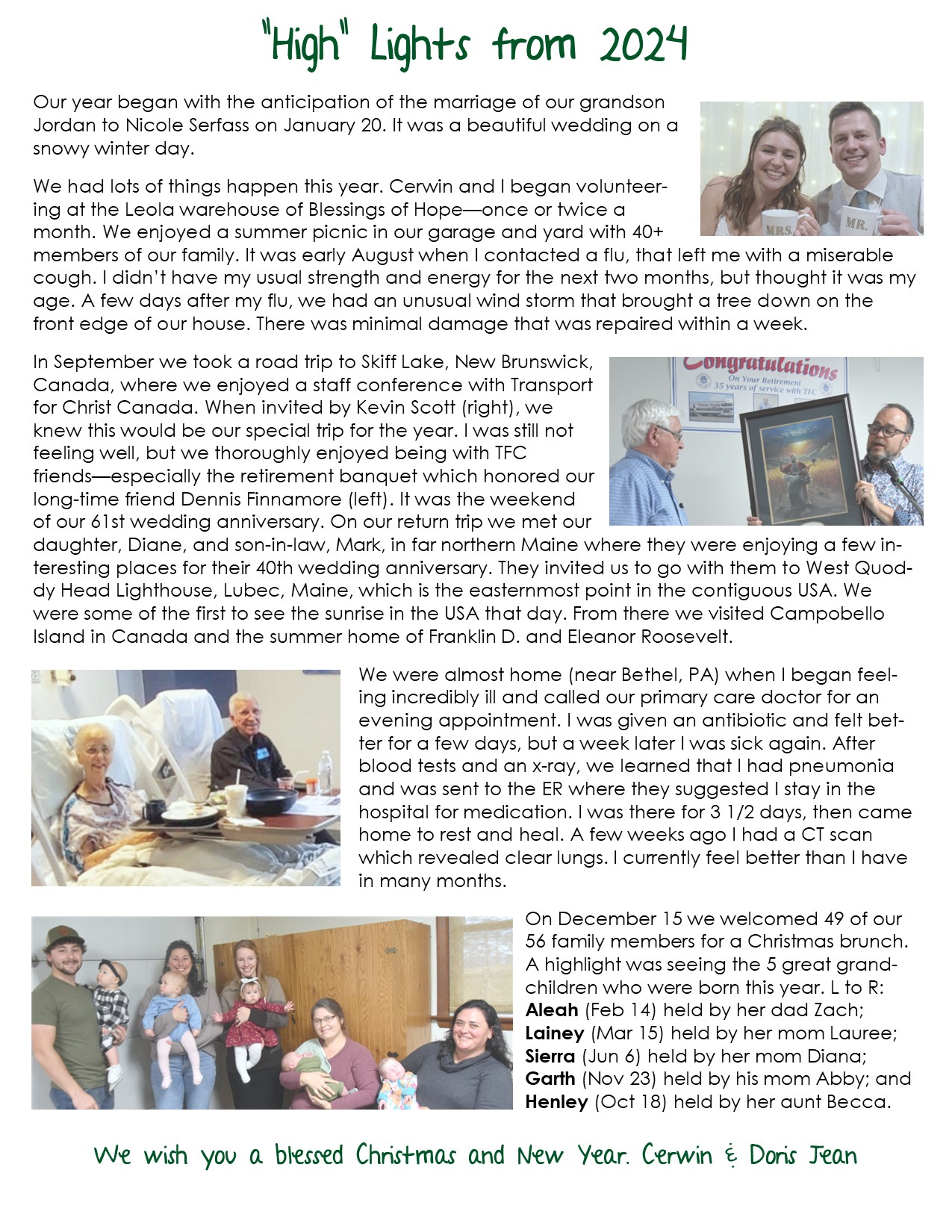 2024 Christmas Letter – My Journey – by Doris High